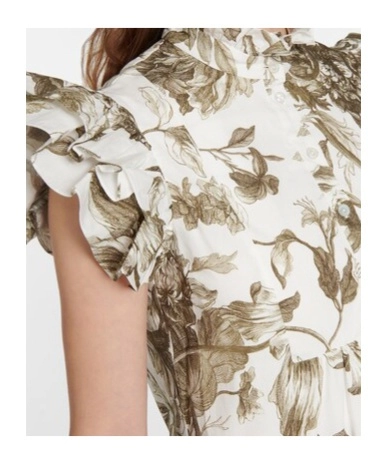 Erdem Pomona Printed Cotton Ruffled Mini Dress