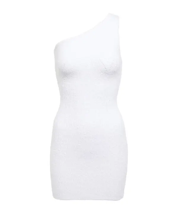 Wardrobe.NYC Asymmetrical One-shoulder Neckline Dress - White