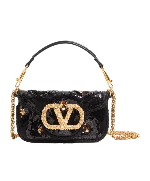 Valentino Garavani Locò Sequin Embellished Small Shoulder Bag