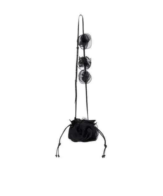 Magda Butrym Small Floral-appliqué Silk Bucket Bag - Black