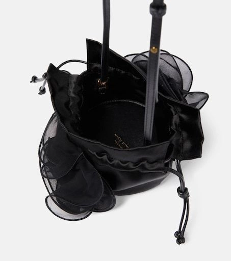 Magda Butrym Small Floral-appliqué Silk Bucket Bag - Black