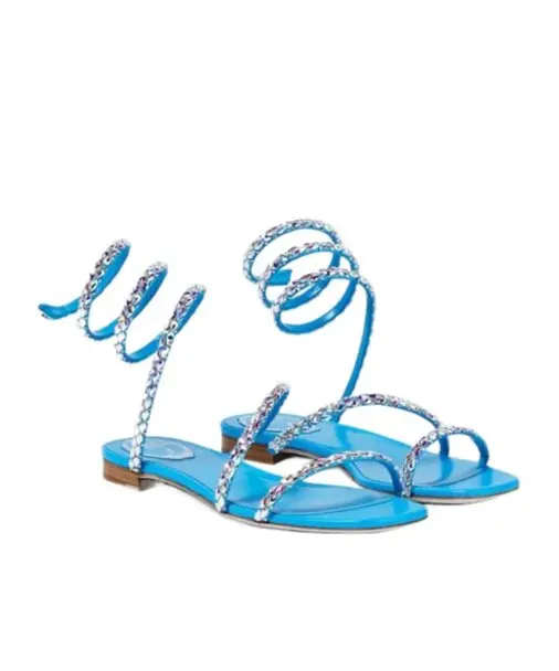 Rene Caovilla Crystal-embellished Satin Sandals - Blue