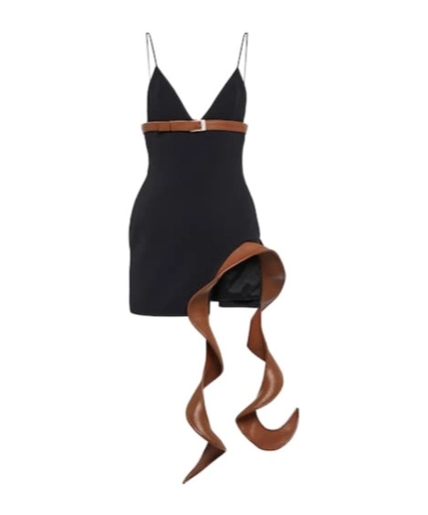 David Koma Leather-trimmed Cady Minidress