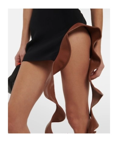 David Koma Leather-trimmed Cady Minidress