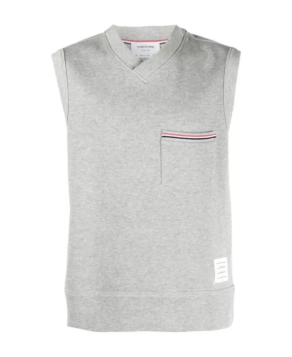 Thom Browne Rwb-stripe Cotton Vest - Light Gray