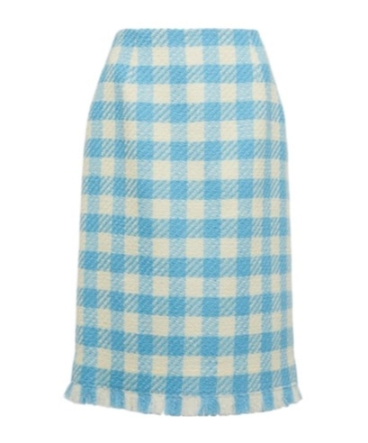 Oscar De La Renta Checked Wool Midi Skirt