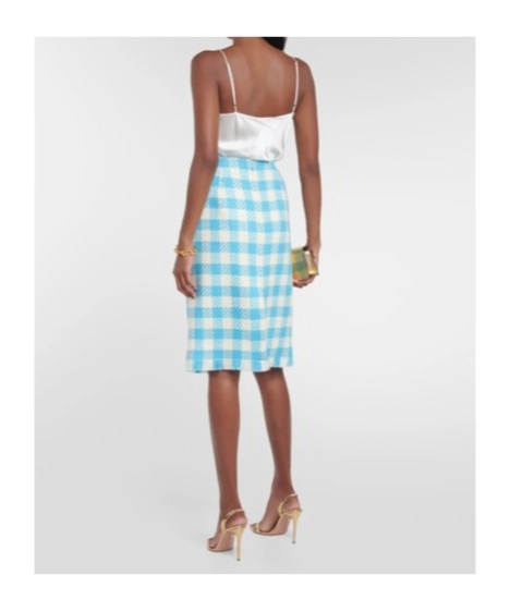 Oscar De La Renta Checked Wool Midi Skirt