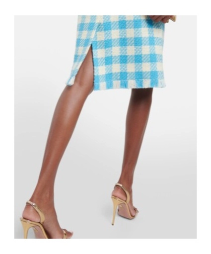 Oscar De La Renta Checked Wool Midi Skirt