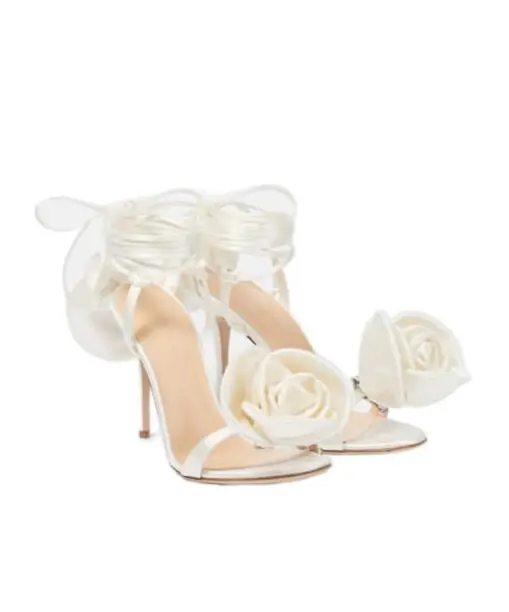 Magda Butrym Floral-appliqué Satin Sandals