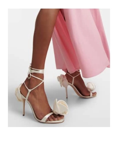 Magda Butrym Floral-appliqué Satin Sandals