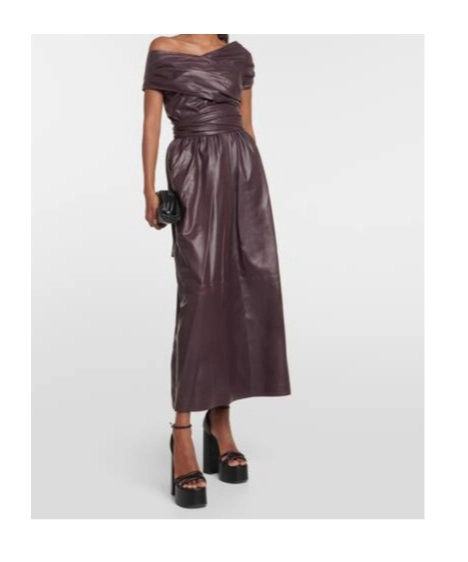 Altuzarra Corfu Off-shoulder Leather Maxi Dress