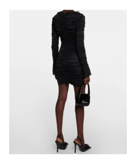 Blumarine Deep V-neck Ruched Minidress