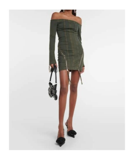 Blumarine Off-shoulder Denim Minidress