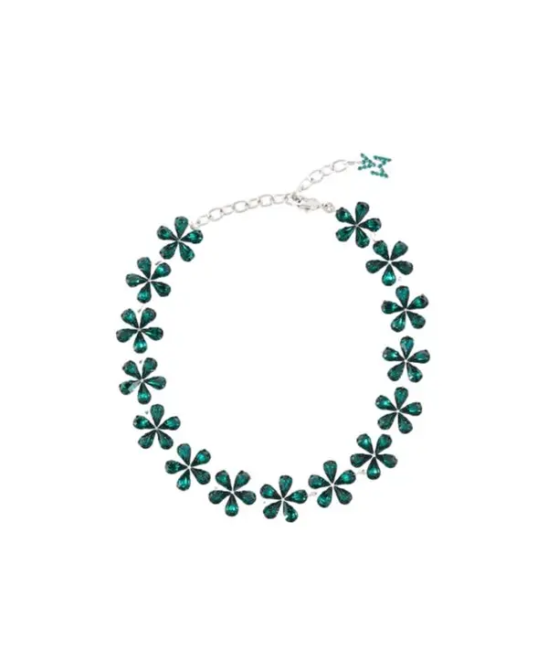 Amina Muaddi Crystal-embellished Anklet - Green