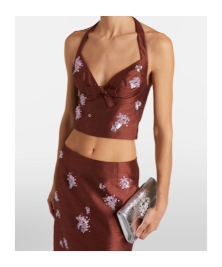 SHUSHU/TONG Embellished Halterneck Crop Top