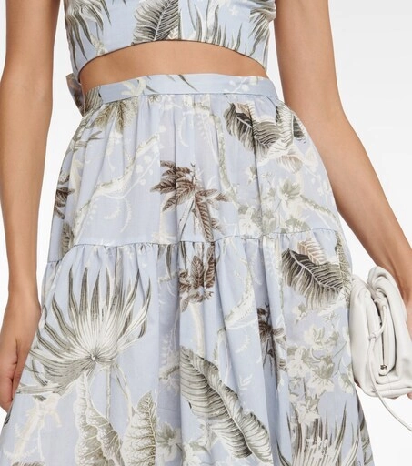 Erdem Olympia Printed Cotton Midi Skirt