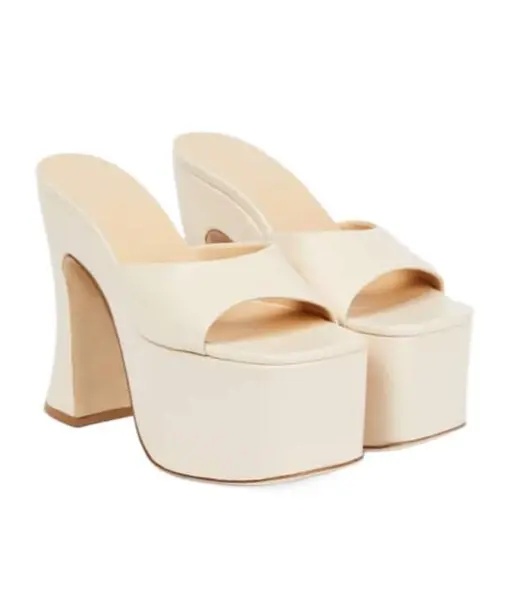 Magda Butrym Leather Platform Mules - White