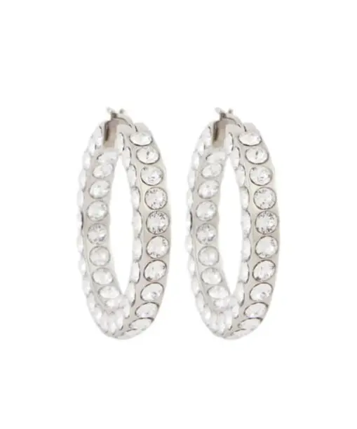 Amina Muaddi Jahleel Large Crystal-embellished Hoop Earrings - White