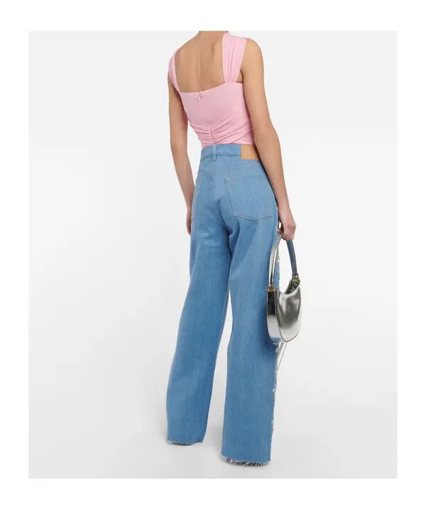 Magda Butrym Embroidered Wide-leg Jeans