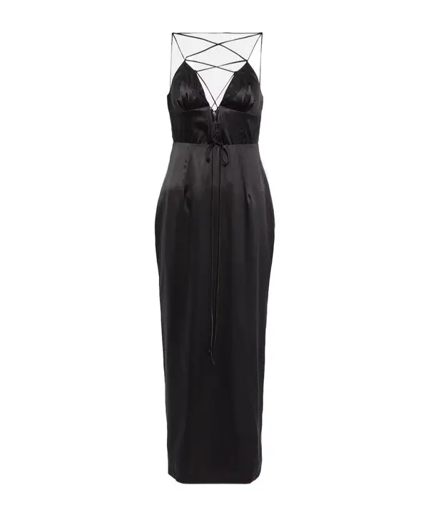 Alessandra Rich Silk-blend Satin Maxi Dress