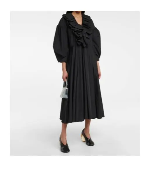 JIL SANDER Ruffle-trimmed Midi Dress