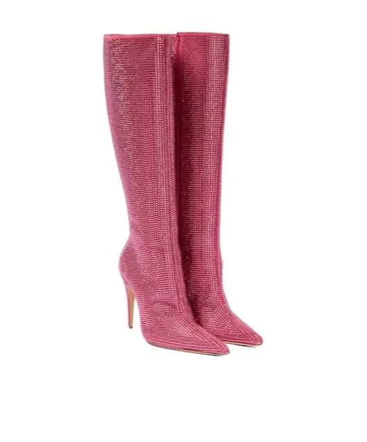 Magda Butrym Embellished Leather Knee-high Boots - Pink
