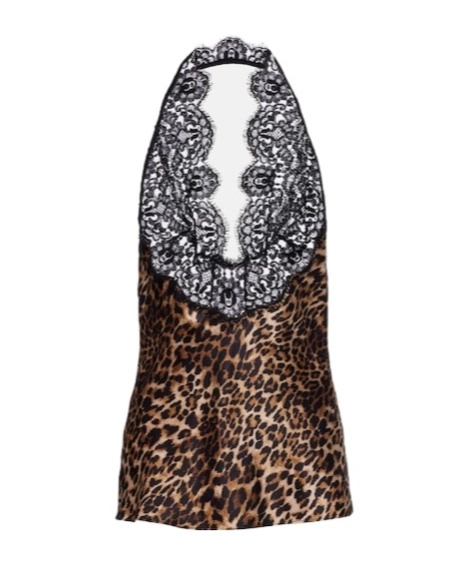 NILI LOTAN Teo Leopard-print Silk Satin Top - Black