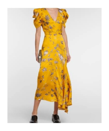 Erdem Floral Satin Midi Dress
