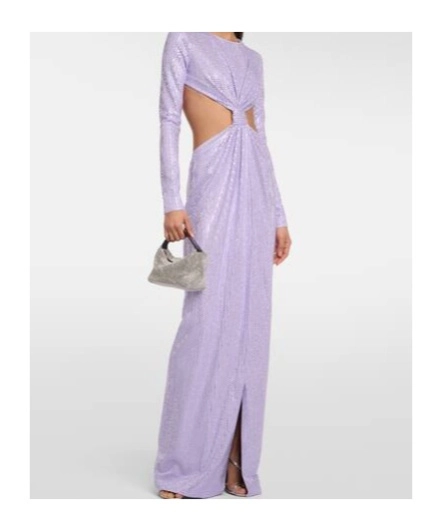 AREA Crystal-embellished Cutout Jersey Gown