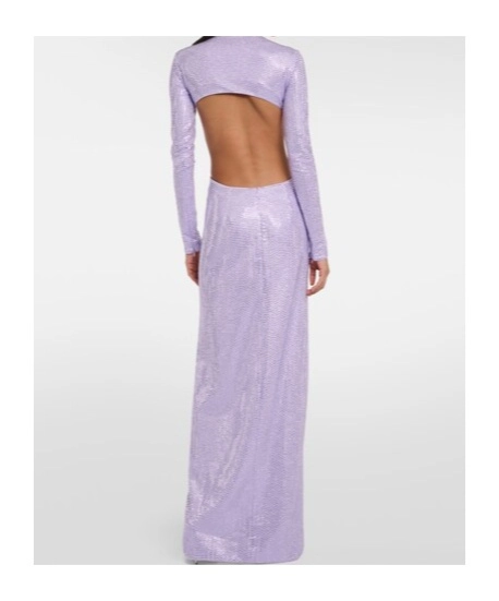 AREA Crystal-embellished Cutout Jersey Gown