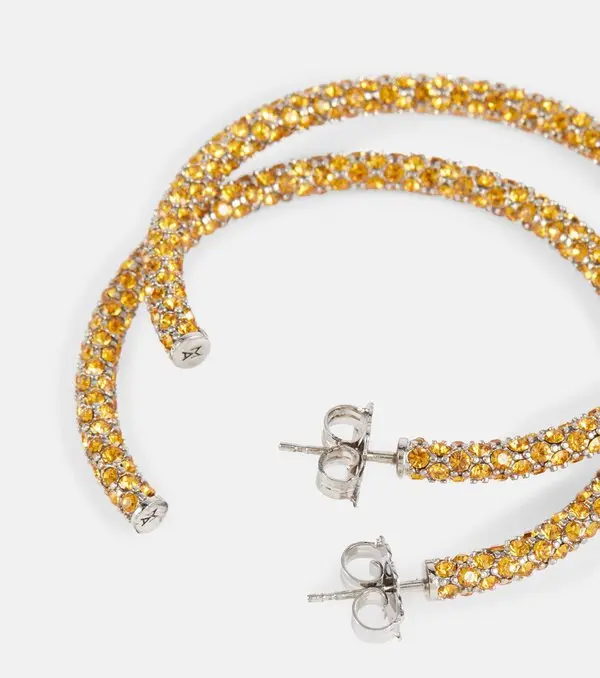 Amina Muaddi Cameron Crystal-embellished Hoop Earrings