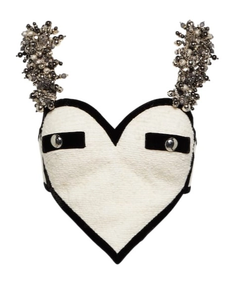 AREA Heart Embellished Bouclé Crop Top