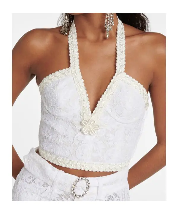 Alessandra Rich Lace Bustier Halter Top