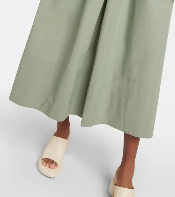 JIL SANDER Drawstring Cotton Poplin Midi Dress
