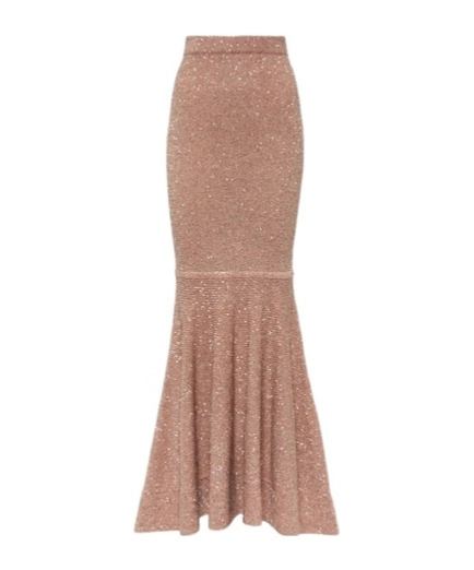 Altuzarra Kasou Metallic Knit Maxi Skirt - Nude
