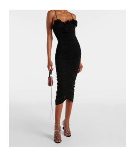 Magda Butrym Ruffled Ruched Jersey Midi Dress