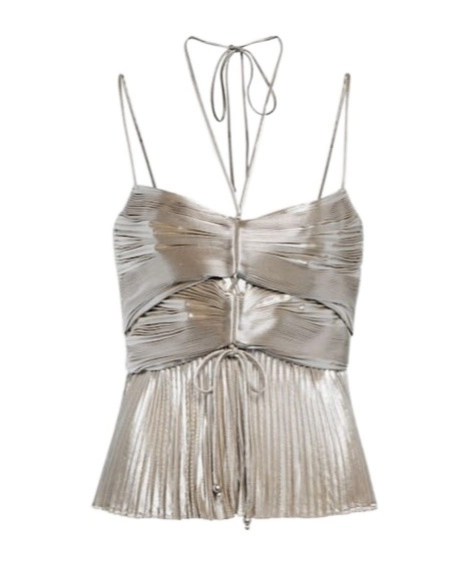 Altuzarra Justin Halterneck Lamé Peplum Top - Gray
