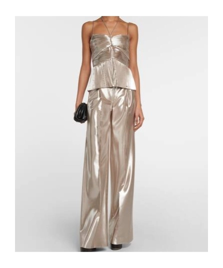 Altuzarra Justin Halterneck Lamé Peplum Top
