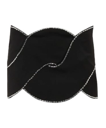 AREA Latticed Embellished Wool Miniskirt