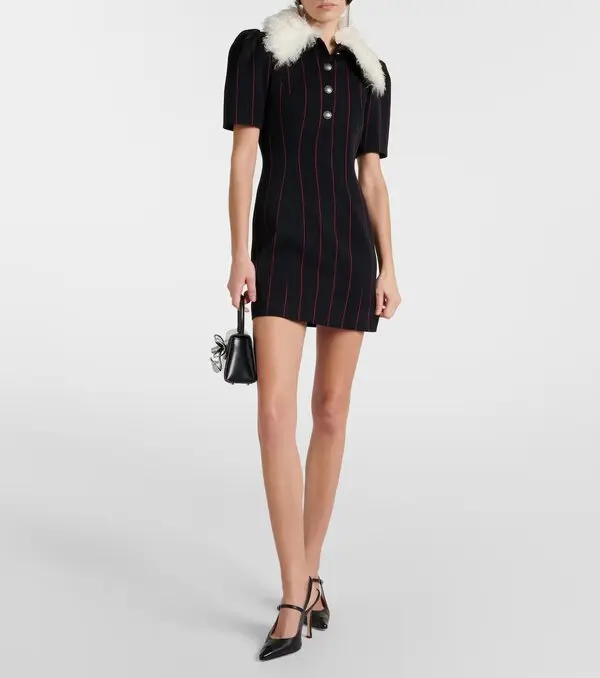 Alessandra Rich Striped Wool-blend Mini Dress