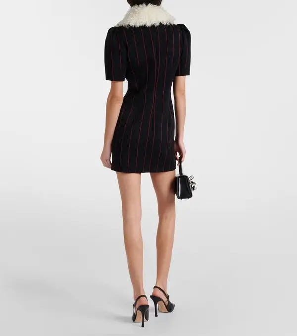 Alessandra Rich Striped Wool-blend Mini Dress