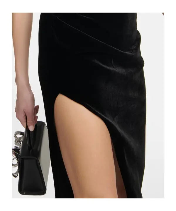 Alessandra Rich One-shoulder Velvet Maxi Dress