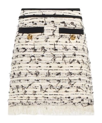 Giambattista Valli Fringed Tweed Miniskirt - White