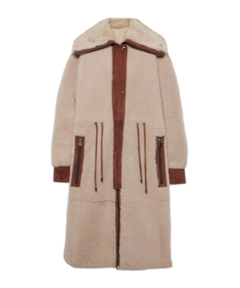 Bogner Gritt Suede-trimmed Shearling Coat - Nude