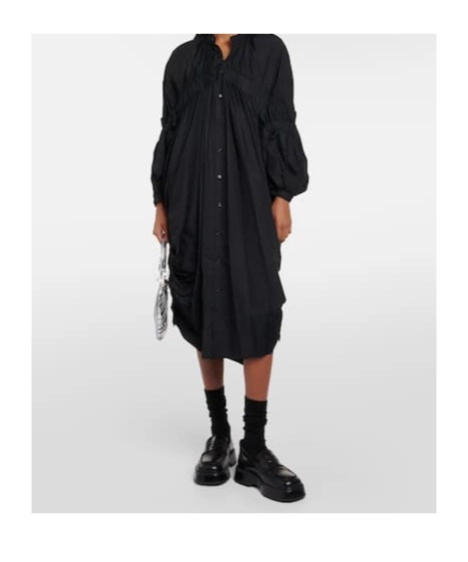 Comme Des Garçons Draped Cotton Midi Dress