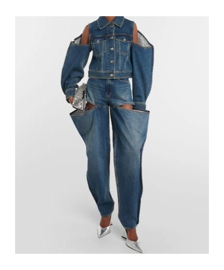 AREA Denim Jacket With Decorative Cutouts