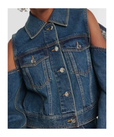 AREA Denim Jacket With Decorative Cutouts