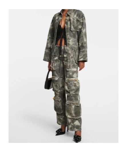 Blumarine Belted Printed Denim Jacket