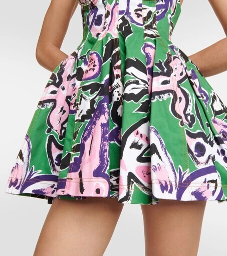 AREA Embellished Printed Denim Minidress