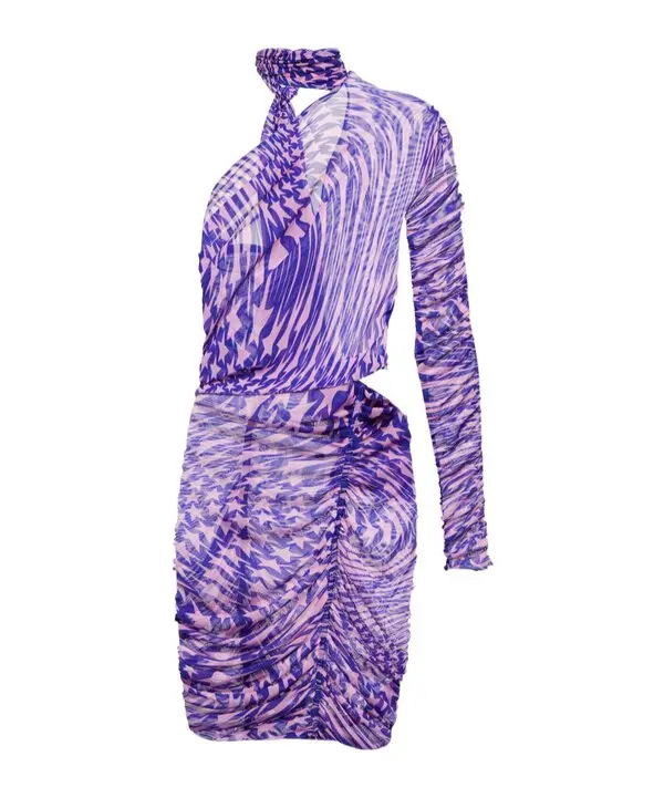 MUGLER Printed Mesh Lace Dress